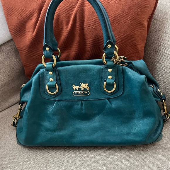 Coach | Bags | Vintage Coach Turquoise Gold Satchel Purse | Poshmark